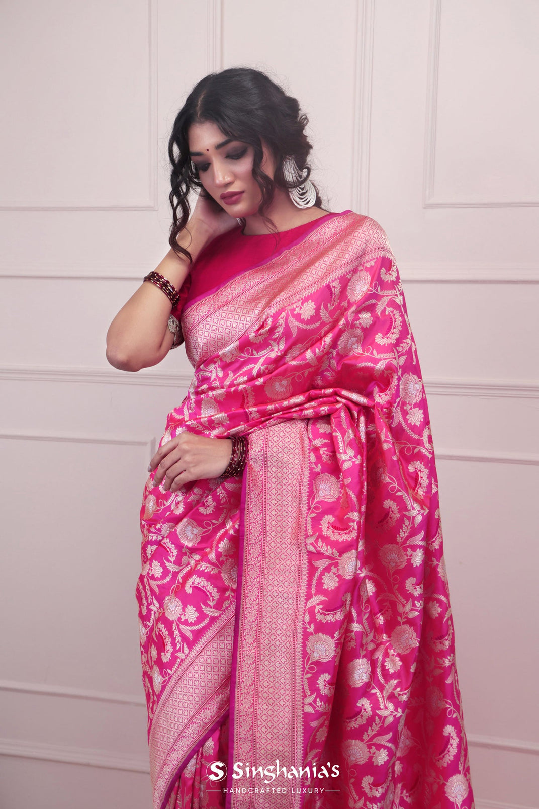 Buy Floral Banarsee Silk Saree Online | Singhania's