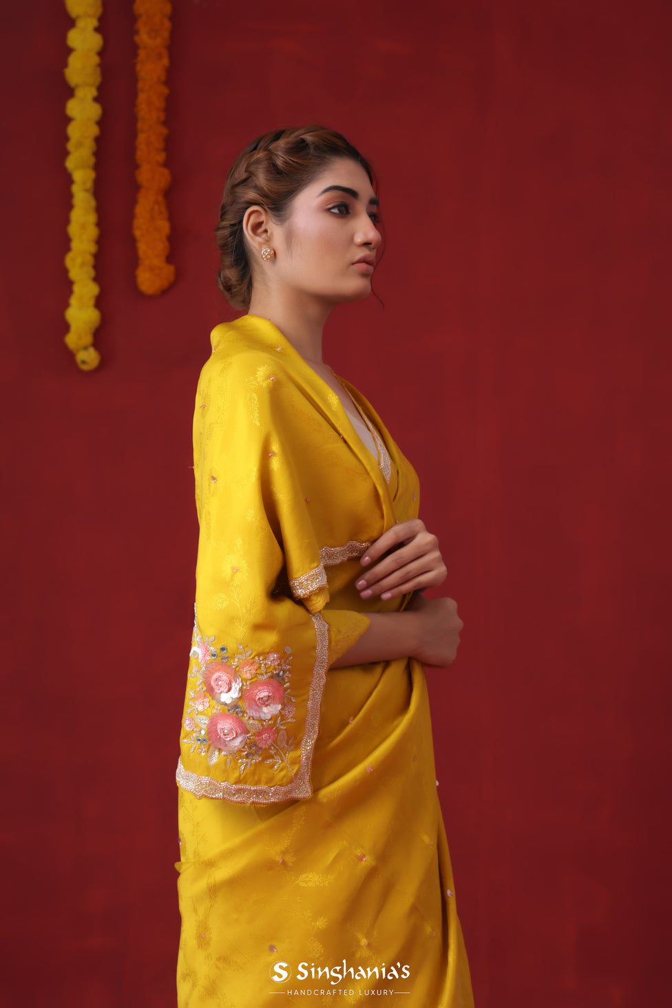 Shop Yellow Saree for Haldi Function Online| Singhania's